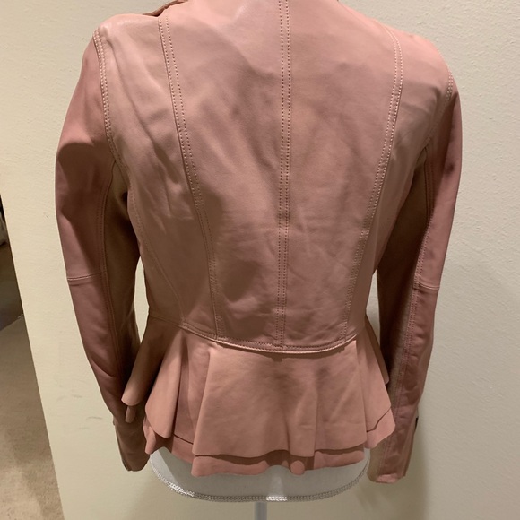 BCBGMaxAzria | Jackets & Coats | Bcbg Light Pink Leather Peplum Jacket ...